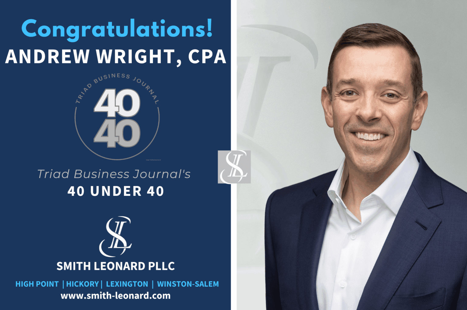 Andrew Wright Makes 40 Under 40 List - Smith Leonard